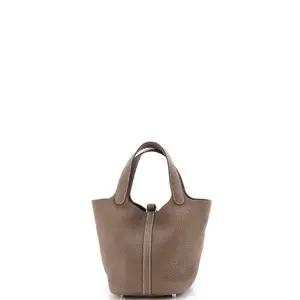 Hermès Monochrome Picotin Lock Bag Clemence Pm - Etoupe