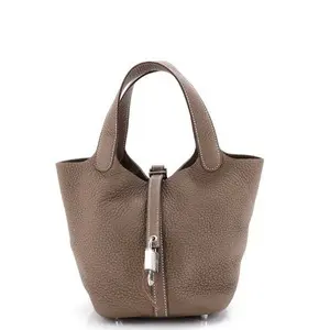 HERMÈS Monochrome Picotin Lock Bag Clemence Pm
