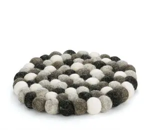CILIO Fair Trade Virgin Sheep Wool Trivet, Handcrafted In Nepal - Light Gray