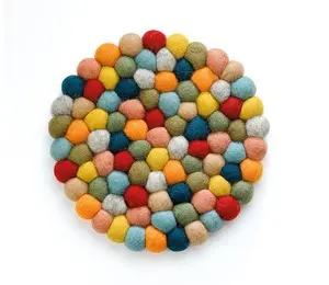 CILIO Fair Trade Virgin Sheep Wool Trivet, Handcrafted In Nepal - Multicolor
