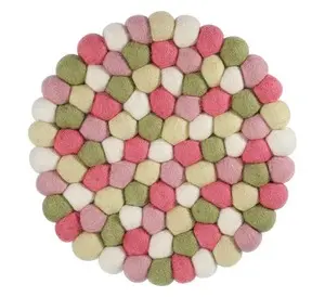 CILIO Fair Trade Virgin Sheep Wool Trivet, Handcrafted In Nepal - Orange