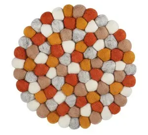 CILIO Fair Trade Virgin Sheep Wool Trivet, Handcrafted In Nepal - Pink