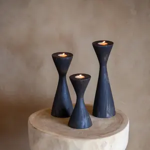 KANJU INTERIORS Geo Tealight Wooden Candle Holder
