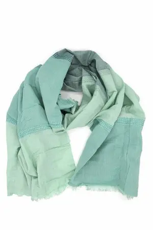 FAIR ANITA Woven Ocean Block Scarf - Teal