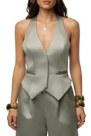 JLUXLABEL City Nights Satin Vest - Sage
