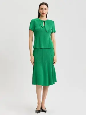Misook Flared Soft Knit Midi Skirt