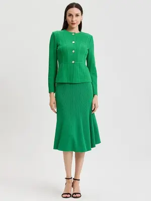 Misook Flared Soft Knit Midi Skirt