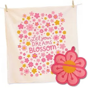 THE NEIGHBORGOODS Blossom Tea Towel And Pot Holder Set - Pink