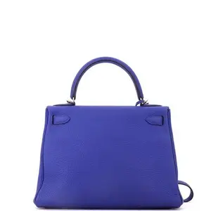 Hermès Kelly Handbag Togo With Palladium Hardware 28 - Blue