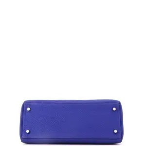 Hermès Kelly Handbag Togo With Palladium Hardware 28 - Blue