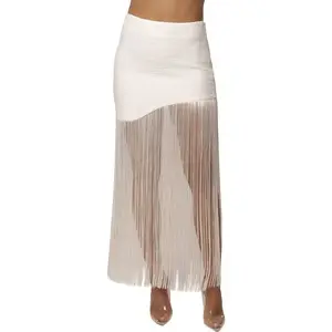 JLUXLABEL High Waist Fringe Maxi Skirt