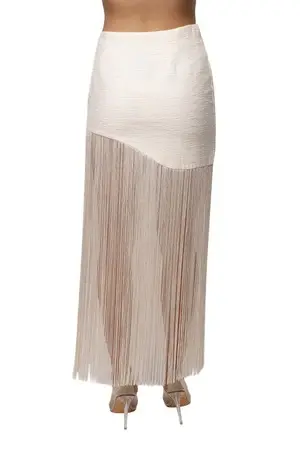 JLUXLABEL High Waist Fringe Maxi Skirt