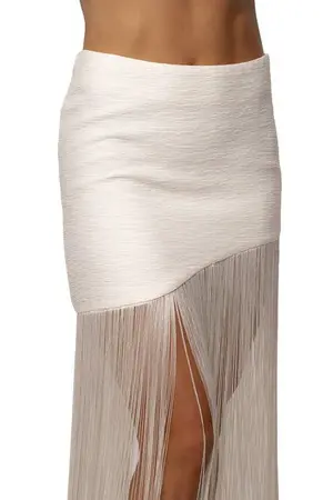 JLUXLABEL High Waist Fringe Maxi Skirt
