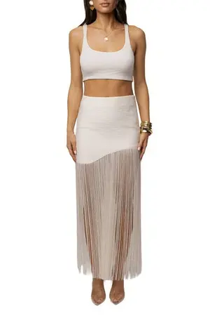 JLUXLABEL High Waist Fringe Maxi Skirt
