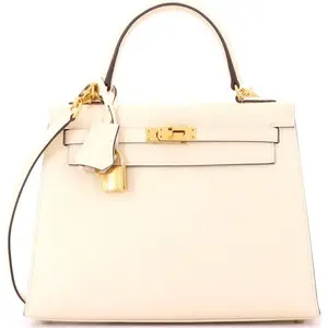 HERMÈS Kelly Handbag Light Epsom With Gold Hardware 25