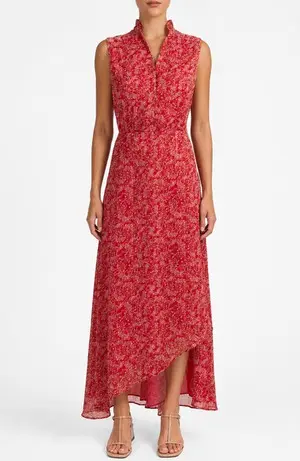 Santorelli Carson Sleeveless Printed Georgette Midi Dress