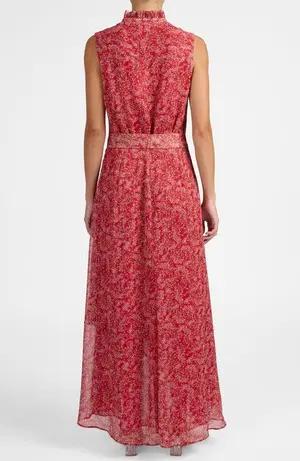 Santorelli Carson Sleeveless Printed Georgette Midi Dress