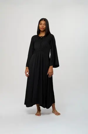 BY TESS COLLECTION Tie Neck Maxi Dress - Black