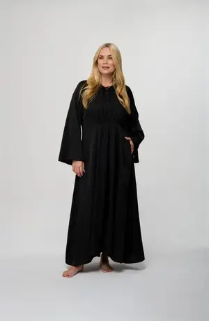 BY TESS COLLECTION Tie Neck Maxi Dress - Black