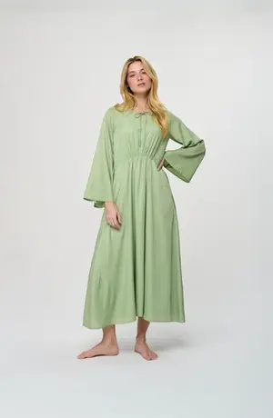 BY TESS Collection Tie Neck Maxi Dress - Sage Green