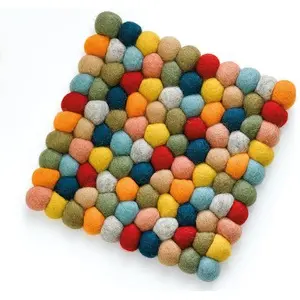CILIO Fair Trade Virgin Sheep Wool Trivet, Handcrafted In Nepal - Multicolor