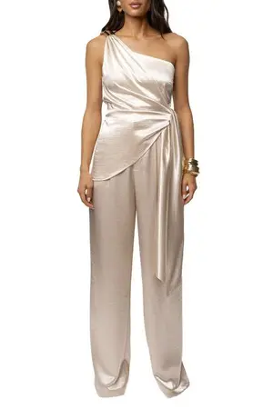 JLUXLABEL Palmera Asymmetrical Satin One-shoulder Top With Knot Detailing