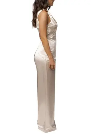 JLUXLABEL Palmera Asymmetrical Satin One-shoulder Top With Knot Detailing