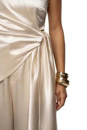 JLUXLABEL Palmera Asymmetrical Satin One-shoulder Top With Knot Detailing