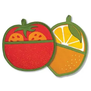 THE NEIGHBORGOODS Tomato & Lemon Pot Holders Set Of 2
