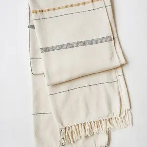 KANJU INTERIORS Nadi Hand-loomed Cotton Throw - Beige