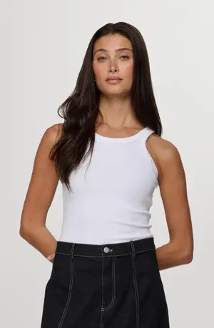 BY TESS COLLECTION Ribbed Tank Twinset - White