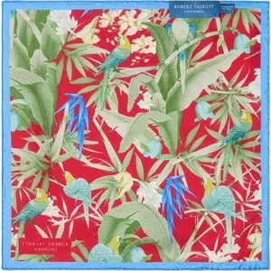 Robert Talbott York Tropical Floral Pocket Square - Blue/red