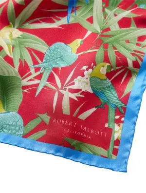 Robert Talbott York Tropical Floral Pocket Square - Blue/red