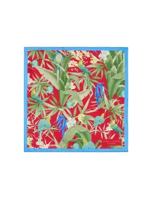Robert Talbott York Tropical Floral Pocket Square - Blue/red