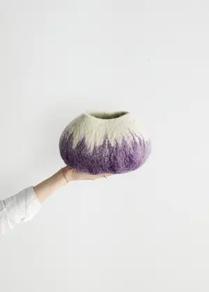 KANJU INTERIORS Violet Decorative Wool Ukhamba Bowlset Of 3 - Purple