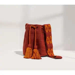 ONE THREAD COLLECTIVE Terracotta Crocheted Mochila Bag