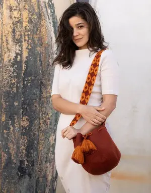 ONE THREAD COLLECTIVE Terracotta Crocheted Mochila Bag