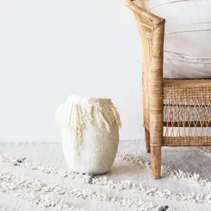 KANJU INTERIORS Fringed Skirt Mohair Decorative Wool Basket