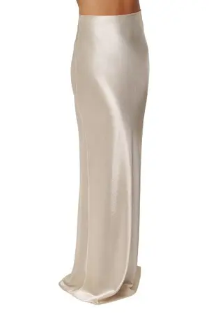 JLUXLABEL Tradition Satin Maxi Skirt - Champagne