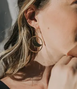 MATR BOOMIE Diya Crescent Moon Hoop Dangle Earrings