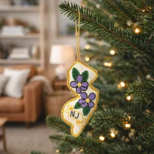 MATR BOOMIE New Jersey State Violet Beaded Fabric Ornament