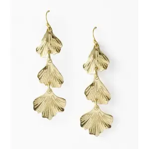 MATR BOOMIE Sayuri Ginkgo Leaf Triple Drop Earrings - Gold