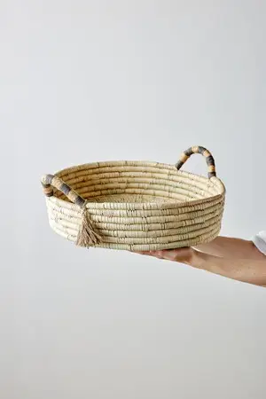 KANJU INTERIORS Banded Betty Tray With Tassel - Natural