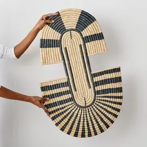 KANJU INTERIORS Maravi Patterned Black & Natural Woven Wall Art - Kudzuka