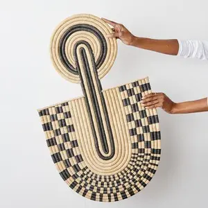 KANJU INTERIORS Maravi Patterned Black & Natural Woven Wall Art - Kugona