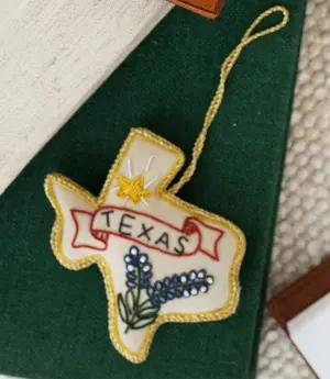 MATR BOOMIE Texas Bluebonnet Beaded Fabric Ornamentembroidered