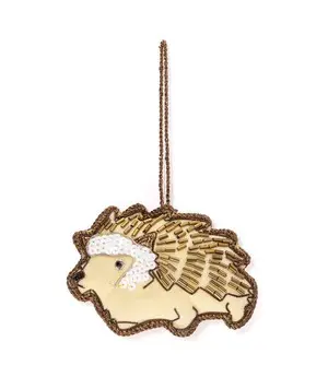 MATR BOOMIE Larissa Plush Hedgehog Beaded Fabric Ornamentembroidered - White