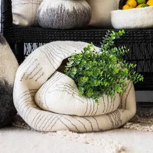 KANJU INTERIORS Ghana Wool Linear Basketset Of 2