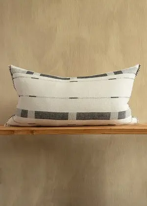 KANJU INTERIORS Fulcrum Oversized Cotton Lumbar Pillowwith Insert - Onyx