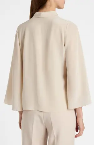 Santorelli Lena Tie Neck Blouse In Silk Crepe De Chine - Latte